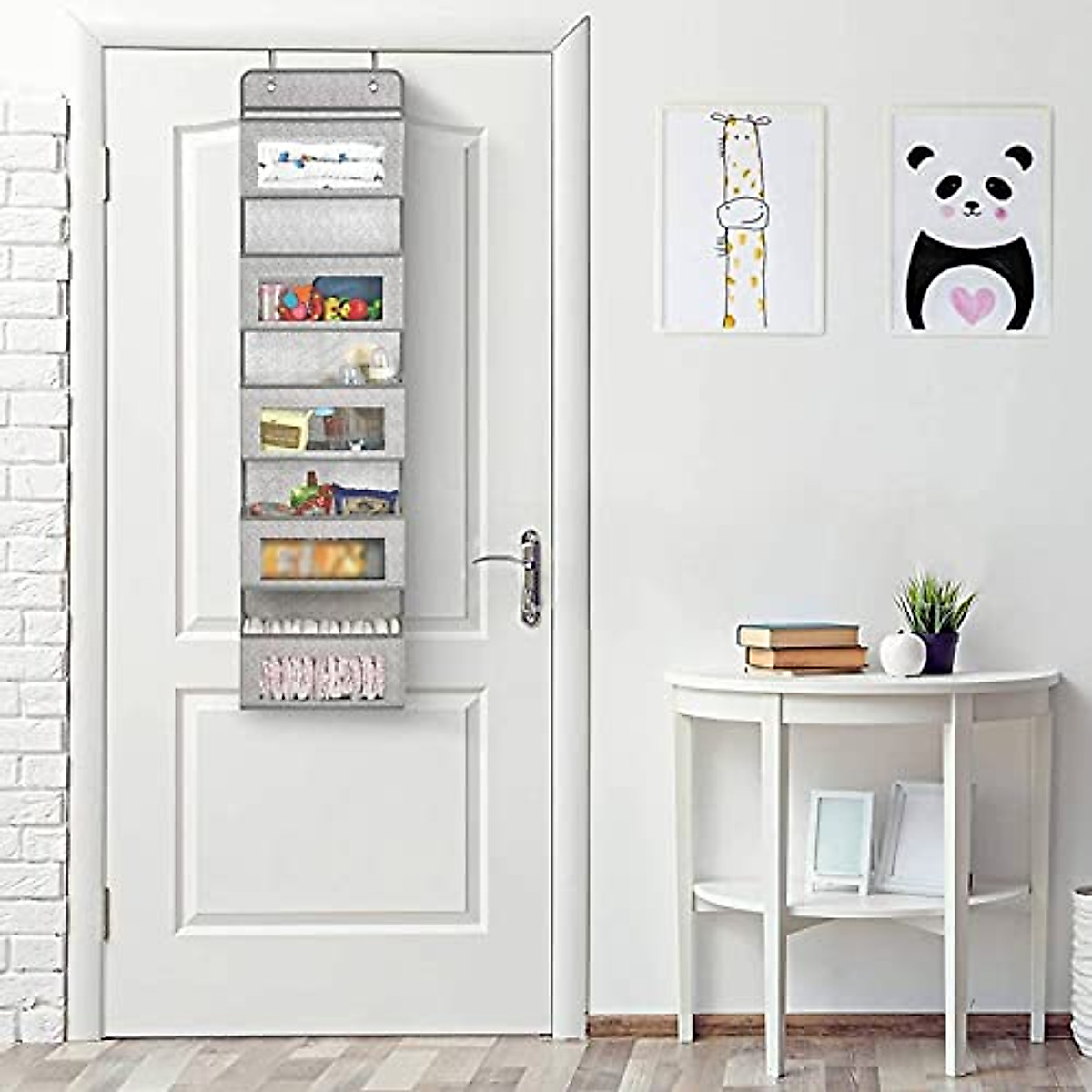 NC Hanging Handbag Organizer for Wardrobe Closet Transparent Storage Door Wall Clear Sundry Room Bedroom Bathroom Gray Hanger Pouch