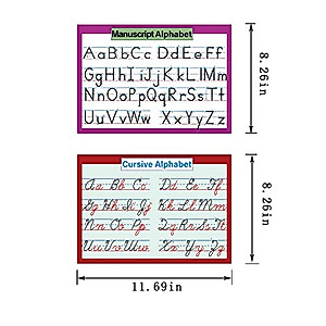 DFZUS Cursive & Manuscript Alphabet Writing Chart Educational Posters Set 2 Pack, Great for Early Learning Charts for Preschool, Daycares & Home School Teachers