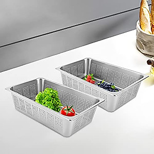 Mgorgeous Anti-Jam Perforated Stainless Steel Steam Table/Hotel Pan, Pack of 2 (6inch)
