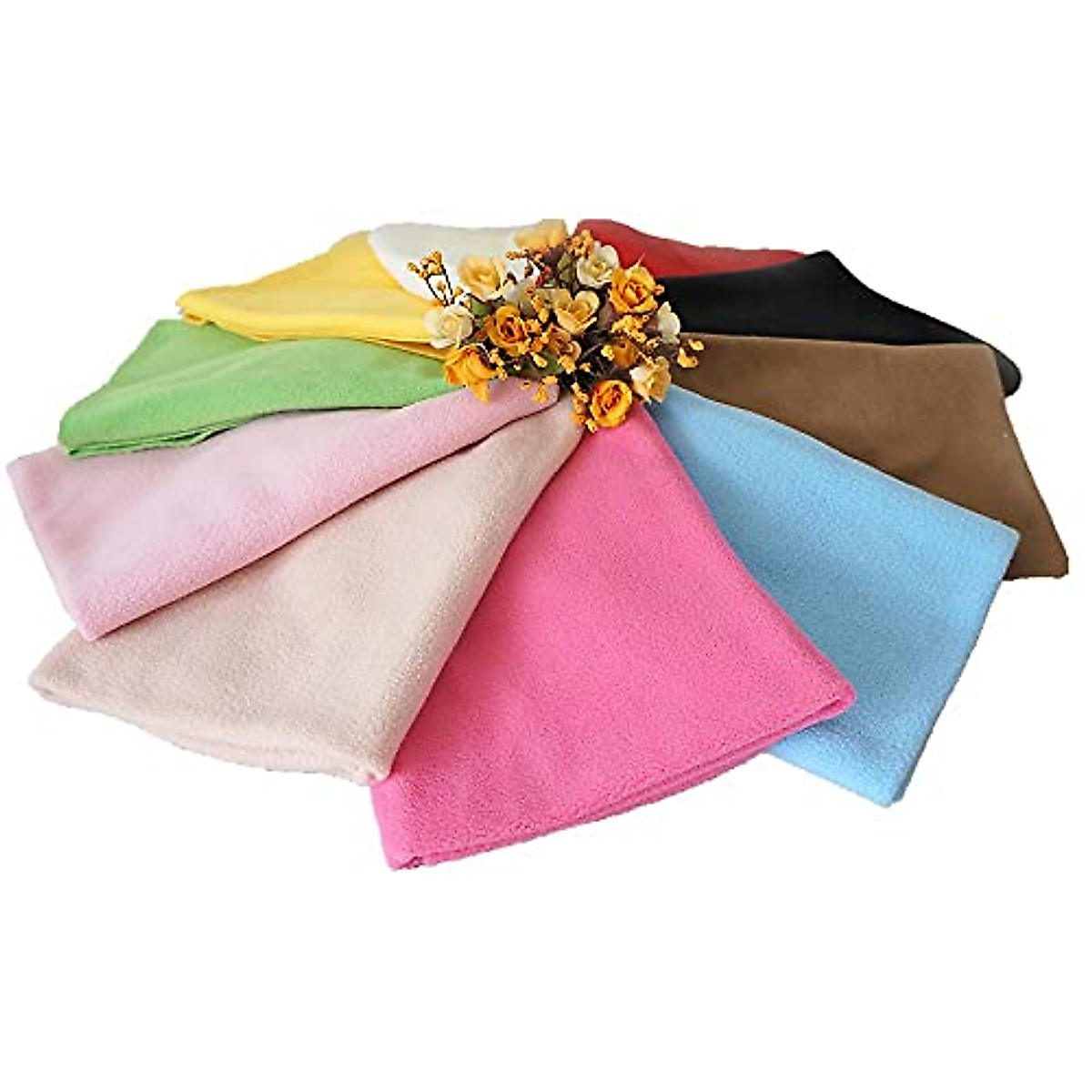 RayLineDo® 10PCS 50 * 50cm Solid Color Knitted Polar Fleece Fabric Anti Pill Fabric Patchwork Polyester Plush Fleece Cloth for DIY Sewing Handmade Dolls