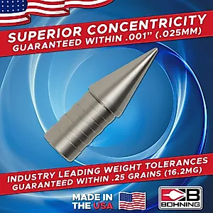 Bohning Match Grade Glue-in Points for Black Eagle® PS27, 250 Grain, 12pk