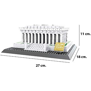 The Lincoln Memorial Building Blocks Toy Bricks Well Detailed Set Architecture Toy Gift for Adults and Teens Washington DC Bricks Modular Set with Memorial Sign Marker for Teens and Adults
