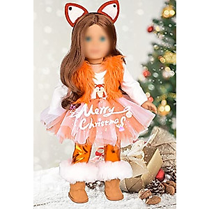 Sweet Dolly 18 Inches Doll Clothes Christmas Red Fox Costume Outfits Fit American 18 Inch Dolls