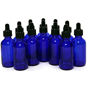 Vivaplex 12, Cobalt Blue, 2 oz, Glass Bottles, with Glass Eye Droppers