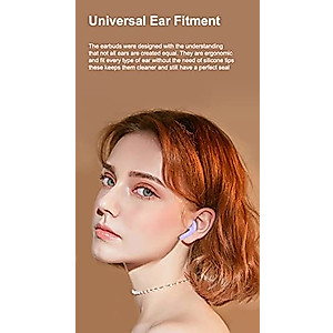 eDealz in-Ear Wireless Bluetooth 5 Headphones, Earbuds IPX5 Waterproof with Microphone Rechargeable USB C Case with Round LCD Display for Smartphones Android iOS (Purple)