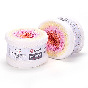 Yarn Art Flowers Rosegarden 100% Cotton 250gr 8.80 oz 1094yds Multicolor Cotton Yarn Rainbow Crochet Yarn Spring Summer (302)