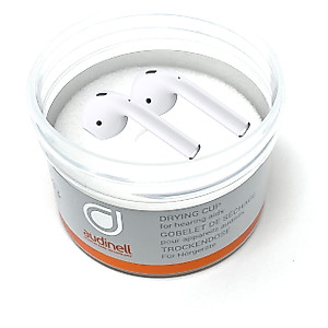 Audinell Hearing Aid Dryer Cup + Desiccant | Drying Dehumidifier Kit | Safely Removes Sweat & Moisture from Airpods, Earbuds, Earpods, in-Ear Headphones, Earphones, Earplugs | Storage Case Accessory