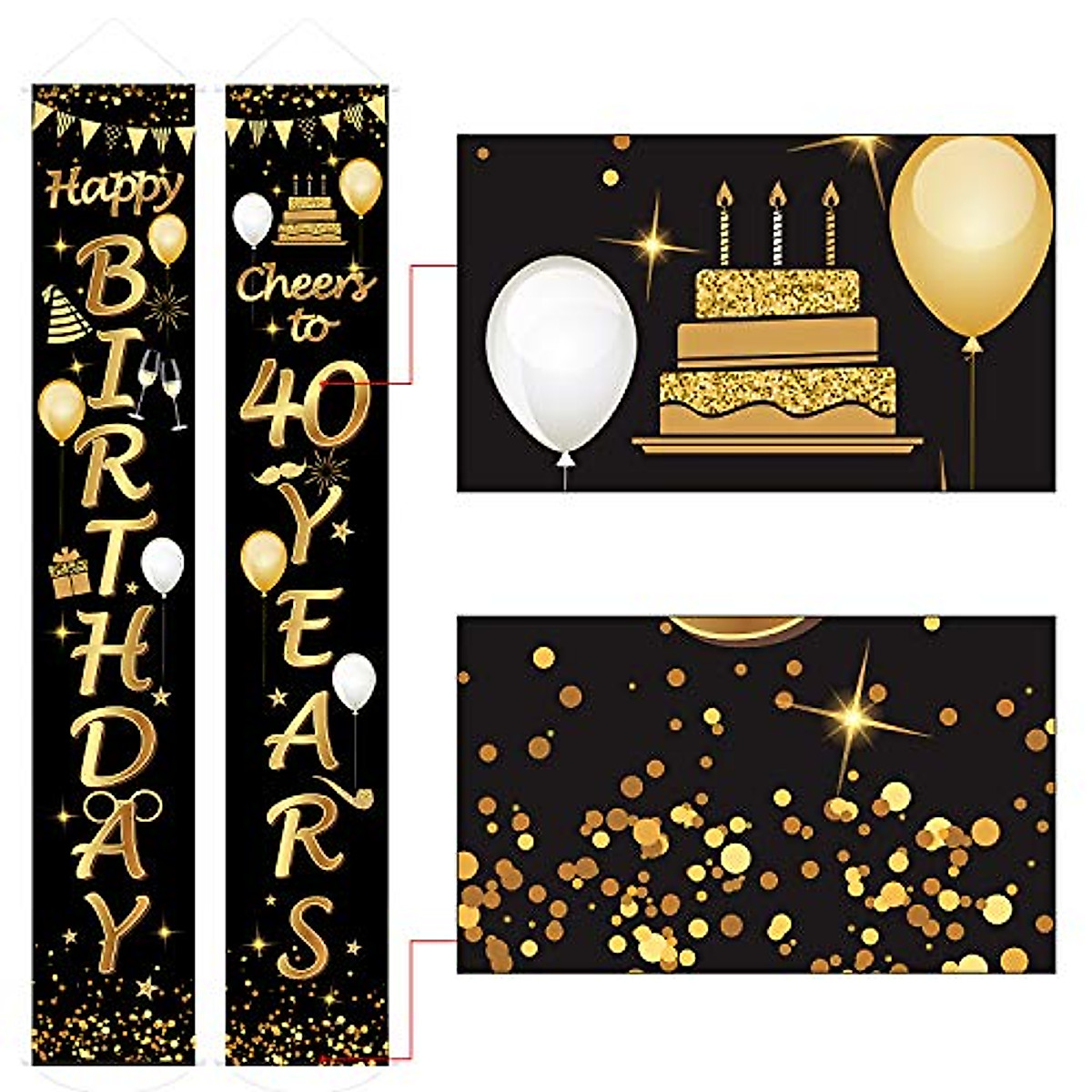 2 Pieces 40th Birthday Party Decorations Cheers to 40 Years Banner 40th Party Decorations Welcome Porch Sign for 40 Years Birthday Supplies (40th Birthday)