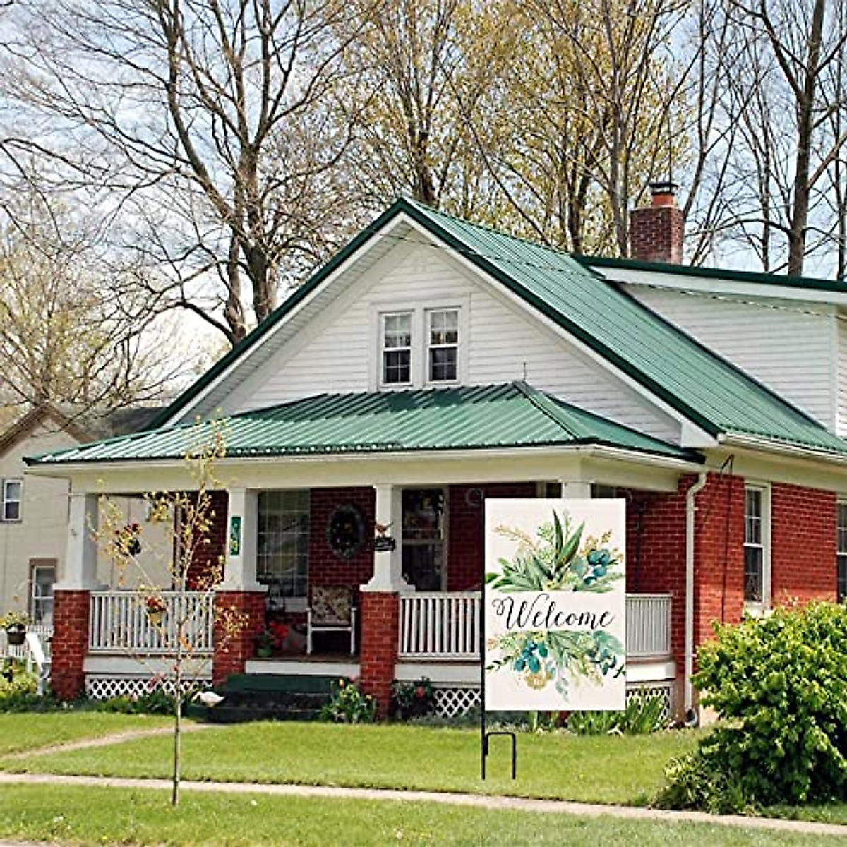 Winotic Spring Decor Garden Flag 12.5x18 Inches, Floral Leaves Welcome Flag Vertical Double Sided, Outdoor Spring Decoration Farmhouse Small Flag for Yard Lawn Home Decor (12.5"x18")