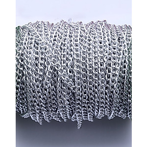32.8ft 4.5mm Width Never Fade Aluminum Curb Chain Link Twisted Chains Metal Cable Chain Link Silver Jewelry Making Chain for DIY Making Bracelet Necklace