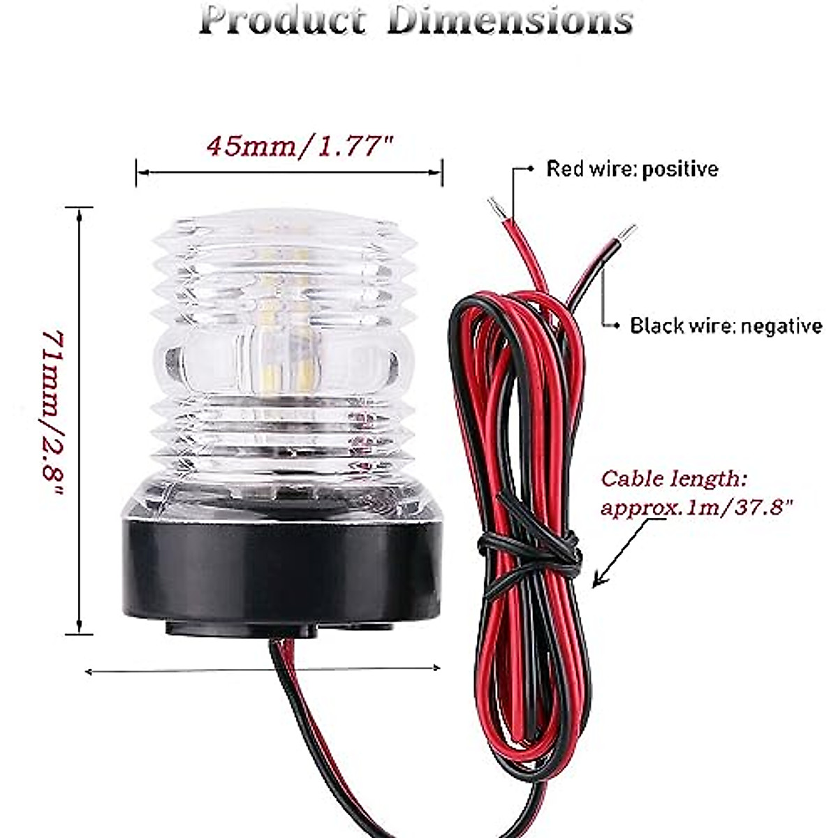 HAIWEN 12V Waterproof Navigation Light All Round 360 Degree 3 Color LED Anchor Light Sailing Light Side Bow Lights for Marine Boat & Yacht (Light Color: Green)