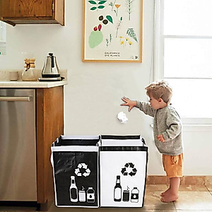 BeBesta Recycle Waste Bin Bags for Kitchen Ultra-Large Capacity ， Home Trash Sorting Bins Organizer Baskets，Waterproof Baskets Compartment Container-(Big New Black 2pcs)