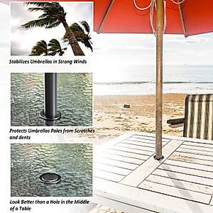 2 Pieces Umbrella Cone Wedge Patio Table Umbrella Hole Ring and Cap Set Fits up to 1.5 Inch in Diameter or Smaller Outdoor Patio Table Hole Pool Umbrella Adapter(Black Black)