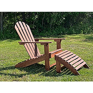 TisYourSeason Solid Acacia Wood Adirondack Lounger Chair with Footstool Ottoman Accent Furniture for Yard,Patio,Garden,Lawn w/Natural Finish