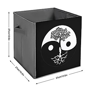 Tree of Life Yin Yang Collapsible Storage Bins Basics Folding Fabric Storage Cubes Organizer Boxes with Handles