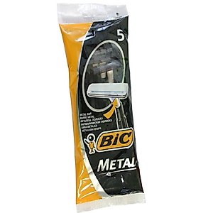 Bic Metal Quality Disposable Men's Shaving Razors, Best Single Blade, 5x5-count
