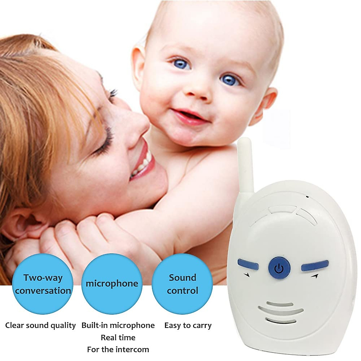 GUAZI STORE Audio Baby Monitor, Children's Voice Wireless walkie-Talkie Smart Child Monitor with 2-Way Call Function