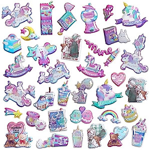 3D Puffy Unicorn Stickers for Girls Kids | Cute Sparkle Rainbow Stars Moons Clouds Candy Stickers for Phone Cases, Laptops, Party Favors | 4 Sheets.