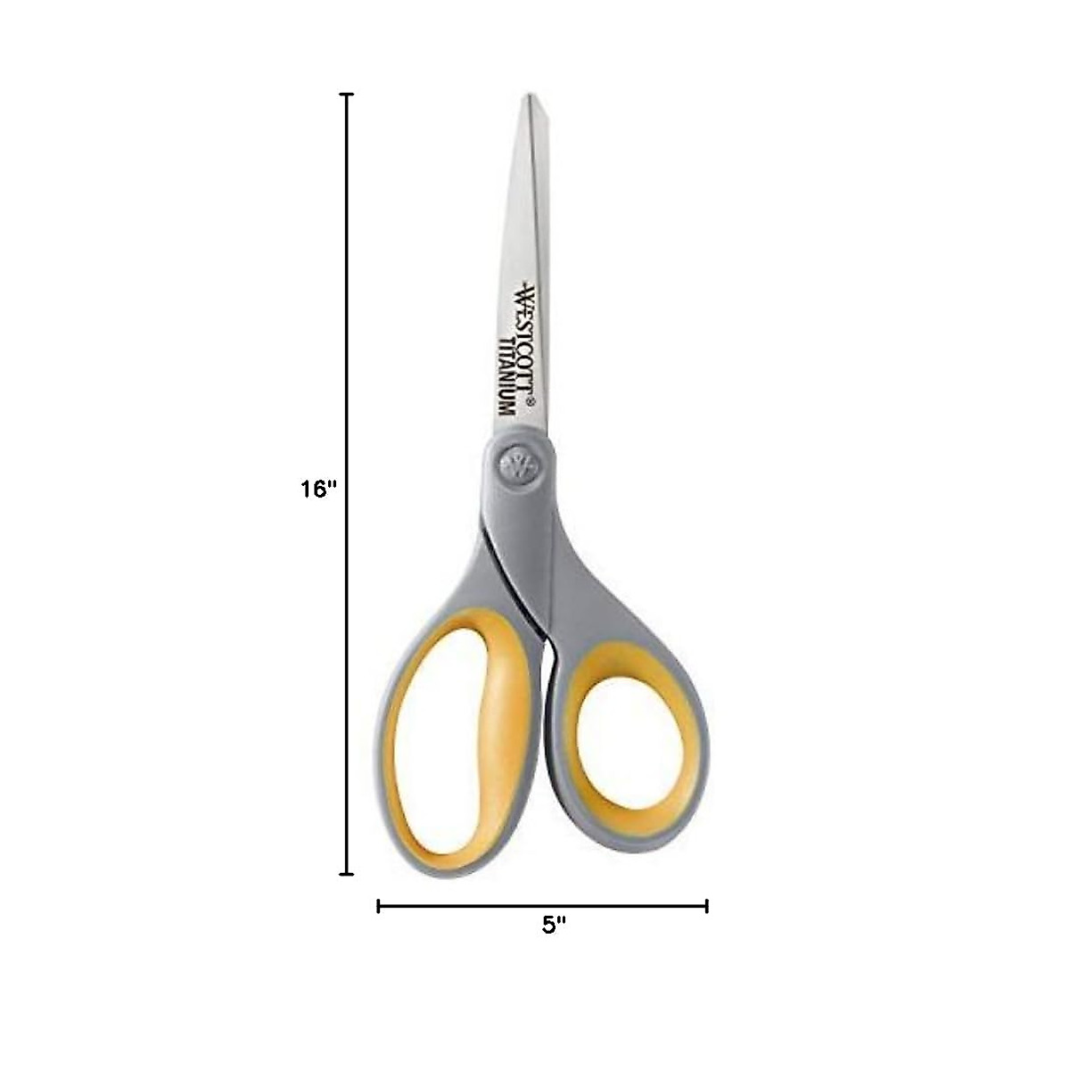 Westcott ‎17598 8-Inch Titanium Scissors For Office and Home, Yellow/Gray, 4 Pack