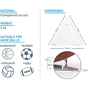 Ball Holder Stand for Footballs Basketballs Volleyballs Soccer Balls - Acrylic Display (Triangular Acrylic)