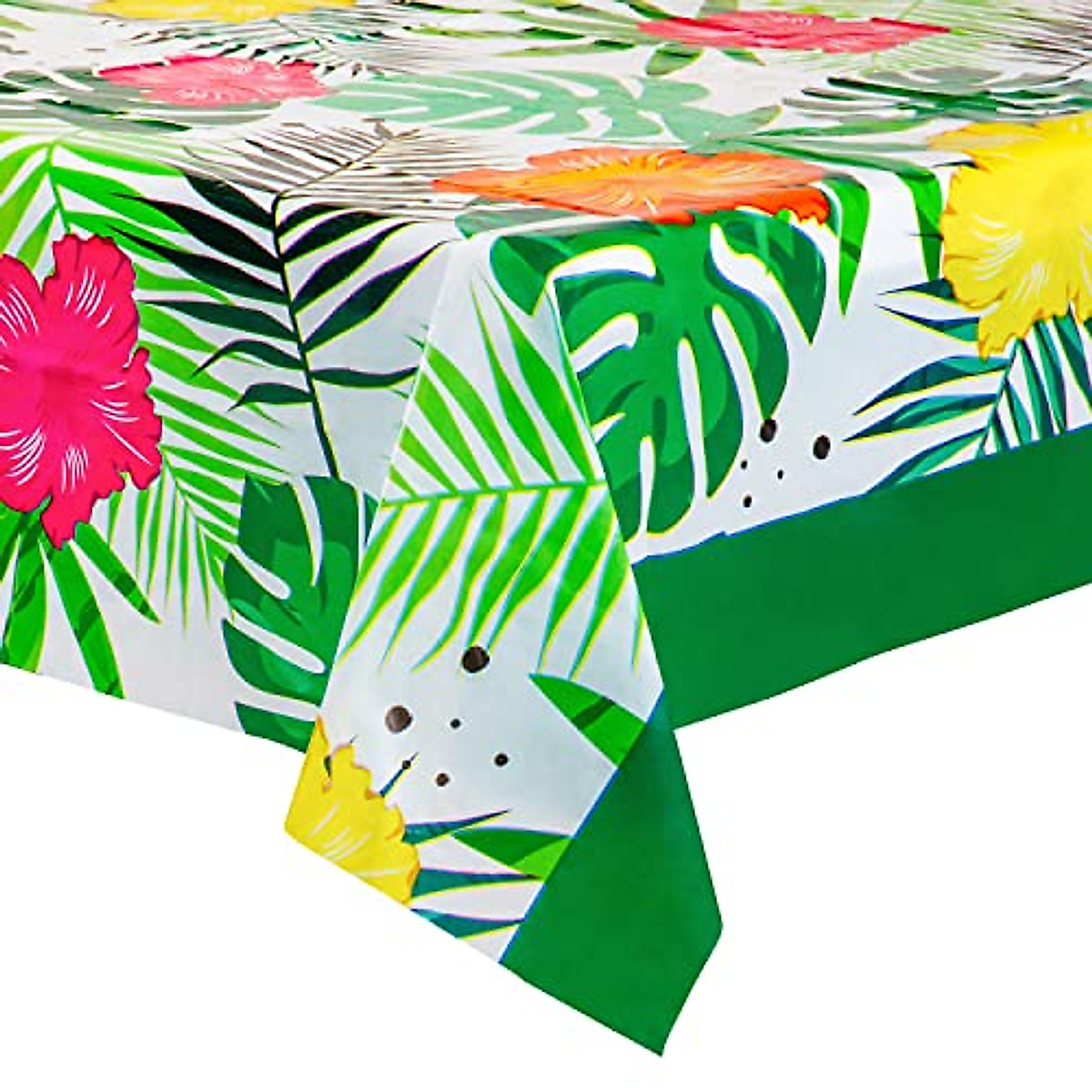 ROYAL BLUEBONNET Tropical Tablecloth -2 Designs- Disposable Hawaiian Plastic Tablecloth for 6 or 8 Foot Tables, Rectangle 108x54 Inch Plastic Luau Tablecloth for Hawaiian Party Decorations