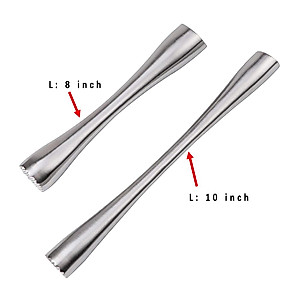 ITTA 10" Solid Stainless Steel Muddler with Serrated End (1)