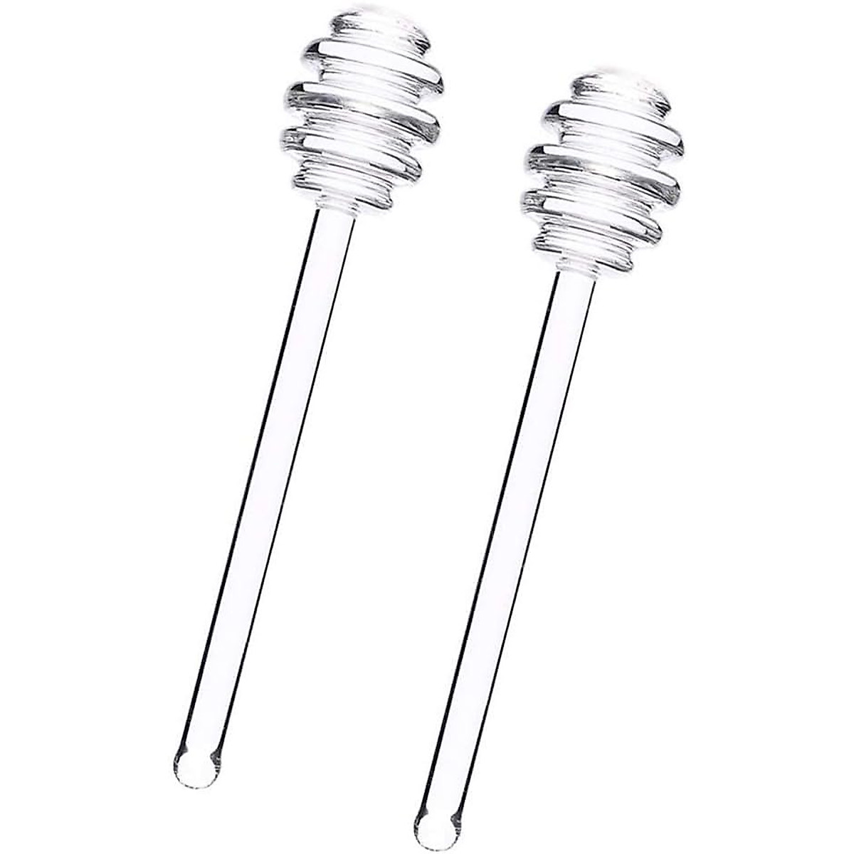 Transparent 6" Glass Honey Dipper Sticks Stirring Sticks Server Honey Spoon Dipper Stirrer Honey Wand for Honey Pot Jar Containers Honey Dispense Drizzle, Clear Asparagus Servers Flatware