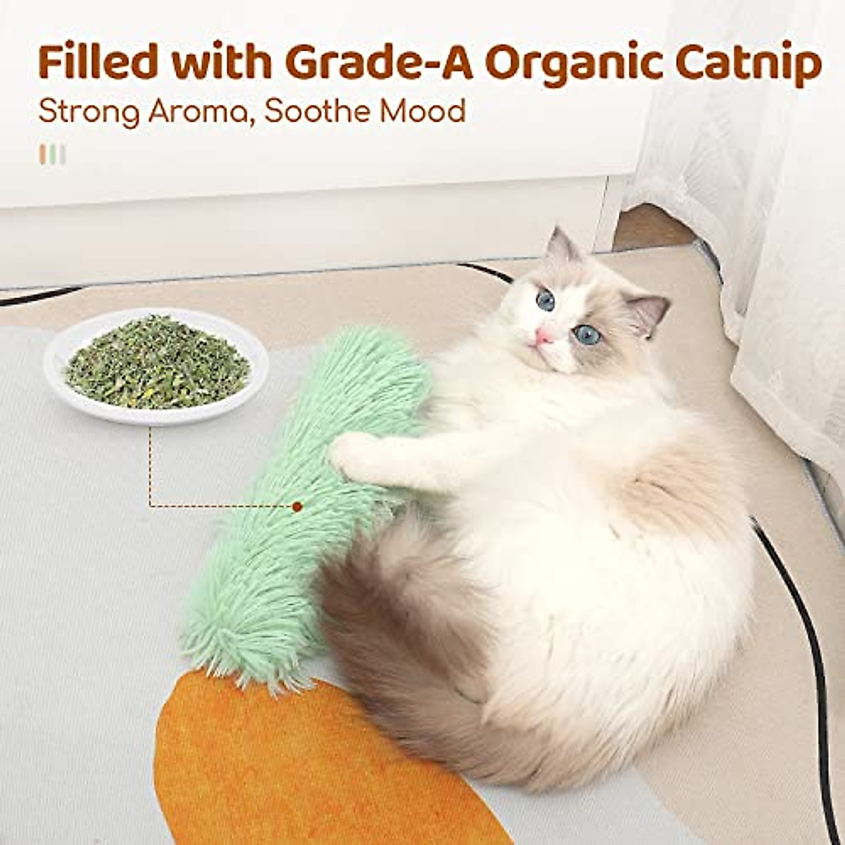 Potaroma Cat Toys Cat Pillows, 3 Pack Soft and Durable Crinkle Sound Catnip Toys, Interactive Cat Kicker Toys for Indoor Cats, Promotes Kitten Exercise