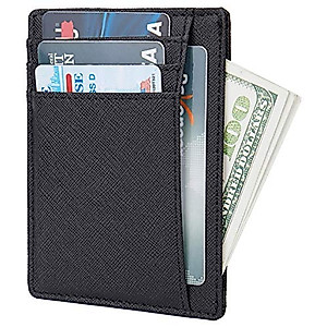 LinsCraft Leather RFID Blocking Minimalist Credit Card Holder Slim Pocket Wallets for Men Women