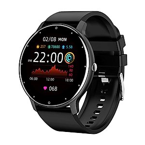 IVOBUY Men's and Women's Smart Watch ZL02 Fitness Tracker Compatible with Android and iOS Systems (Color : Black)