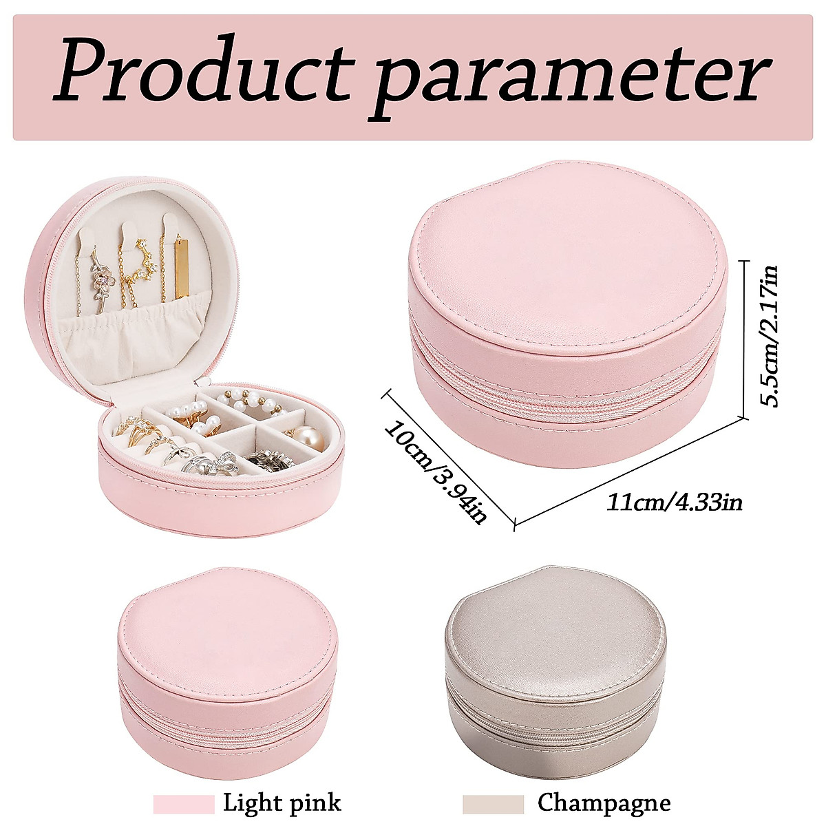 Party-rainday Bridesmaid Proposal Gifts Custom Leather Jewelry Box, Birth Flower Travel Jewelry Case Ring Box, Personalized Jewelry Organizer (Champagne)