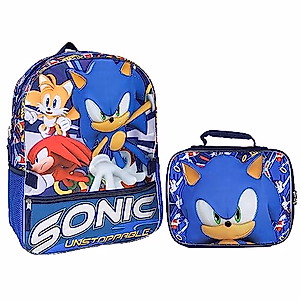 AI ACCESSORY INNOVATIONS Sonic The Hedgehog Tails And Knuckles Kids School Travel Backpack 2 Piece Set With Detachable Lunch Box
