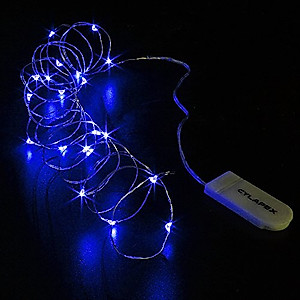 CYLAPEX 6 Pack Blue Fairy String Lights Battery Operated Fairy Lights Firefly Lights Micro LED Starry String Lights on 3.3ft/1m Silvery Copper Wire for DIY Decor Christmas Decoration Costume Wedding