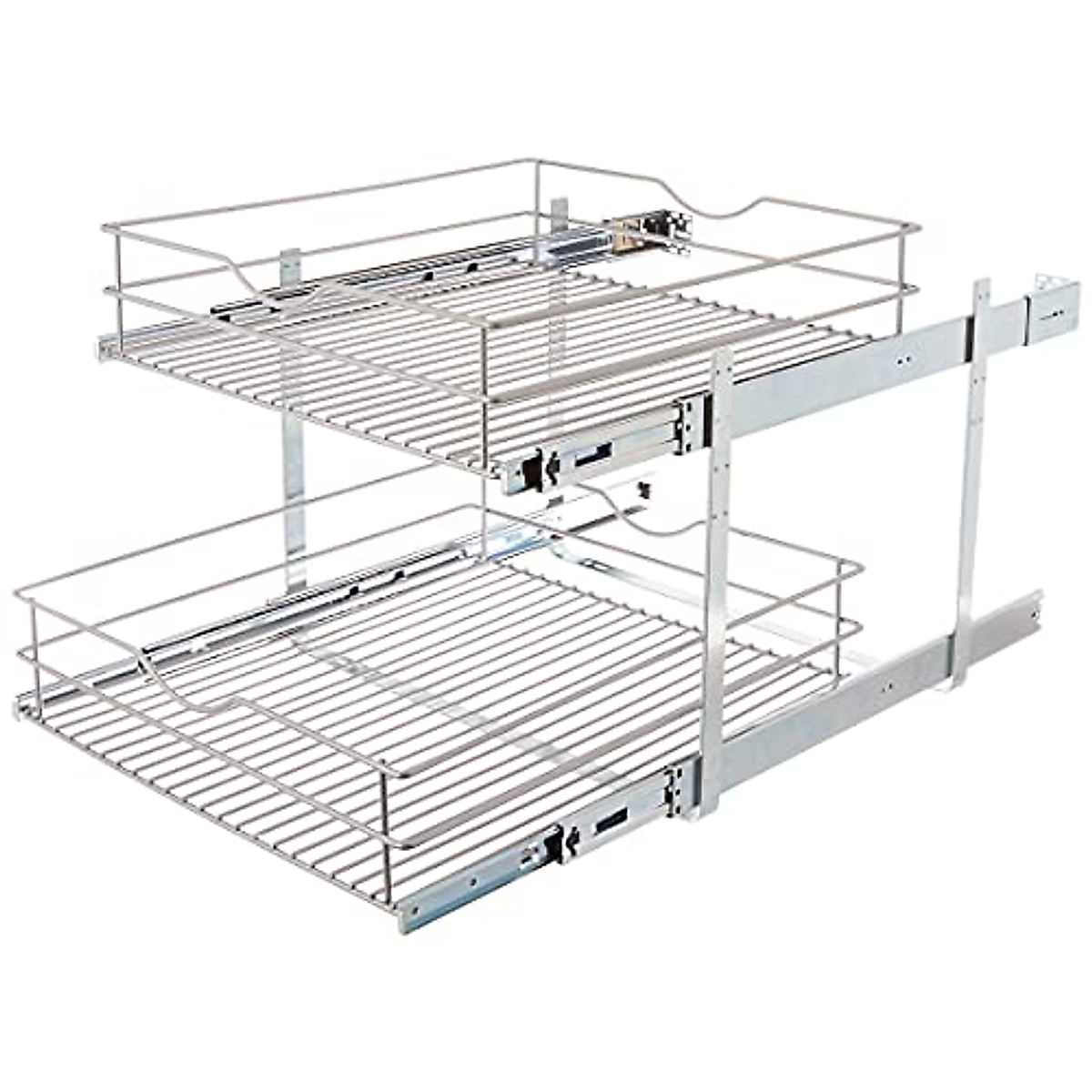 Knape & Vogt RS-DBLMUB-20-FN 20.625 in. W x 21.75 in. D x 16.25 in. H Double Tier Pull Out Cabinet Organizer, Frosted Nickel