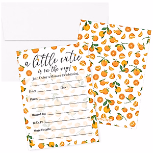 DISTINCTIVS Little Cutie Baby Shower Party Invitations - 10 Cards with Envelopes