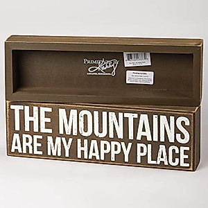 Primitives by Kathy 27377 Rustic Brown Box Sign, 11 x 3.5, The Mountains Are My Happy Place