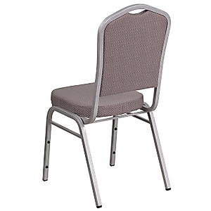 BizChair Crown Back Stacking Banquet Chair, Gray Dot Fabric/Silver Frame