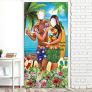 Hawaiian Aloha Party Decorations Luau Couple Photo Prop, Giant Fabric Hawaiian Luau Photo Booth Background, Funny Luau Couple Photo Door Banner for Luau Party or Beach Party Supplies Favors, 6 x 3 ft