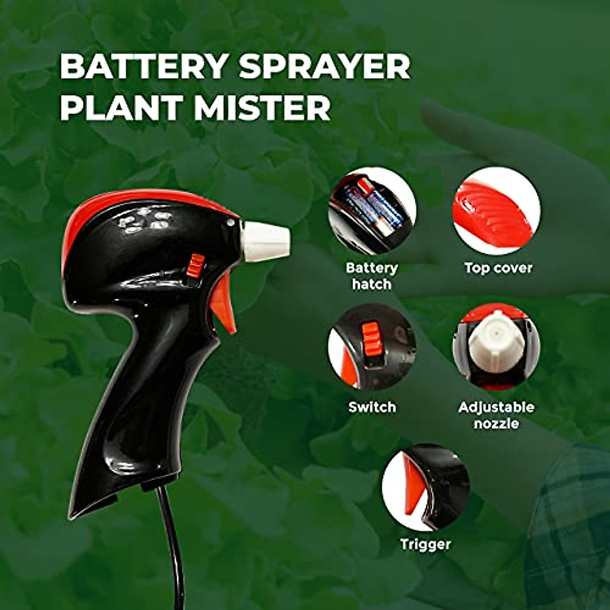 PetraTools Battery Sprayer Plant Mister, Easy-to-Use Automatic Sprayer for Spray Bottle - for Indoor/Outdoor Weeding, Household Cleaning, Garden - AA Batteries Included