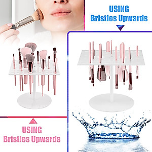 54 Holes Acrylic Brush Holder Makeup Brush Drying Rack Brush Dryer Collapsible Makeup Brush Holder Makeup Brush Dryer Stand for Acrylic Nail Brush Makeup Lover (White)