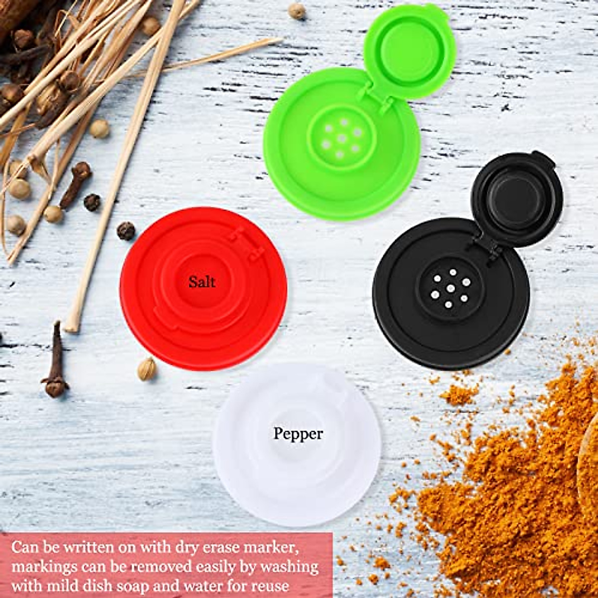 4 Pcs Salt and Pepper Shakers Set Mini Plastic Pepper Shaker with Lid Damp Proof Popcorn Containers Clear Spice Jars Salt Shaker for Travel Camping Picnic Lunch Dining Kitchen (Colorful, Small)