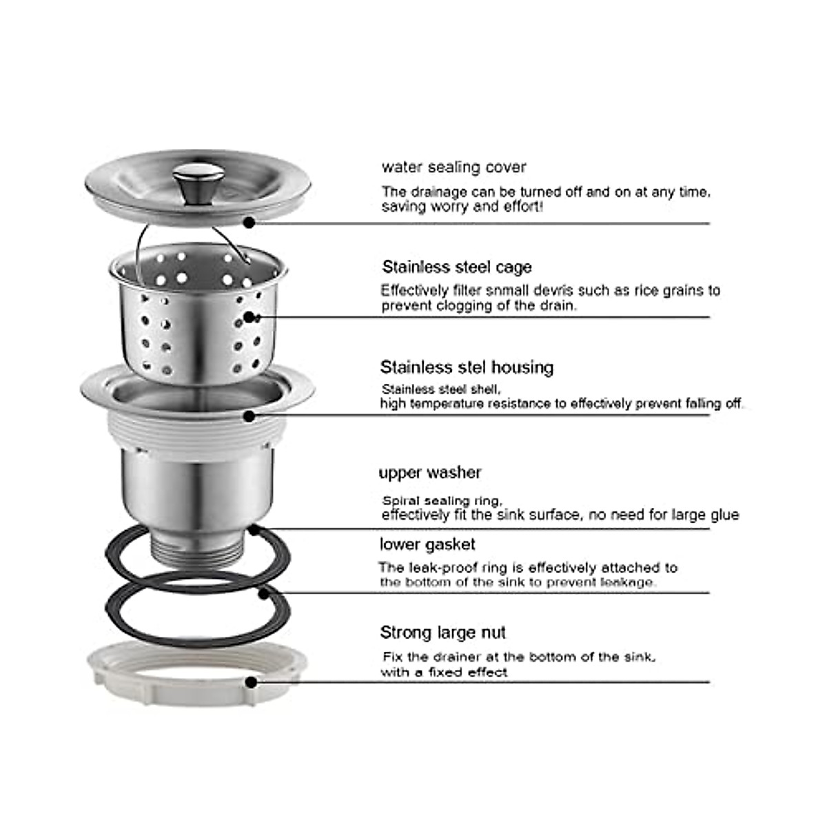 Stainless steel sink, free standing kitchen sink, outdoor garden sink with hot and cold water faucet and storage rack for laundry room, backyard, garage, camping, garden, bathroom