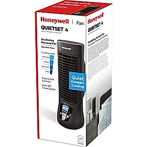 Honeywell HTF210B QuietSet Personal Table Fan, Black – Oscillating Personal Fan with Quiet Operation and 4 Levels of Power and Sound