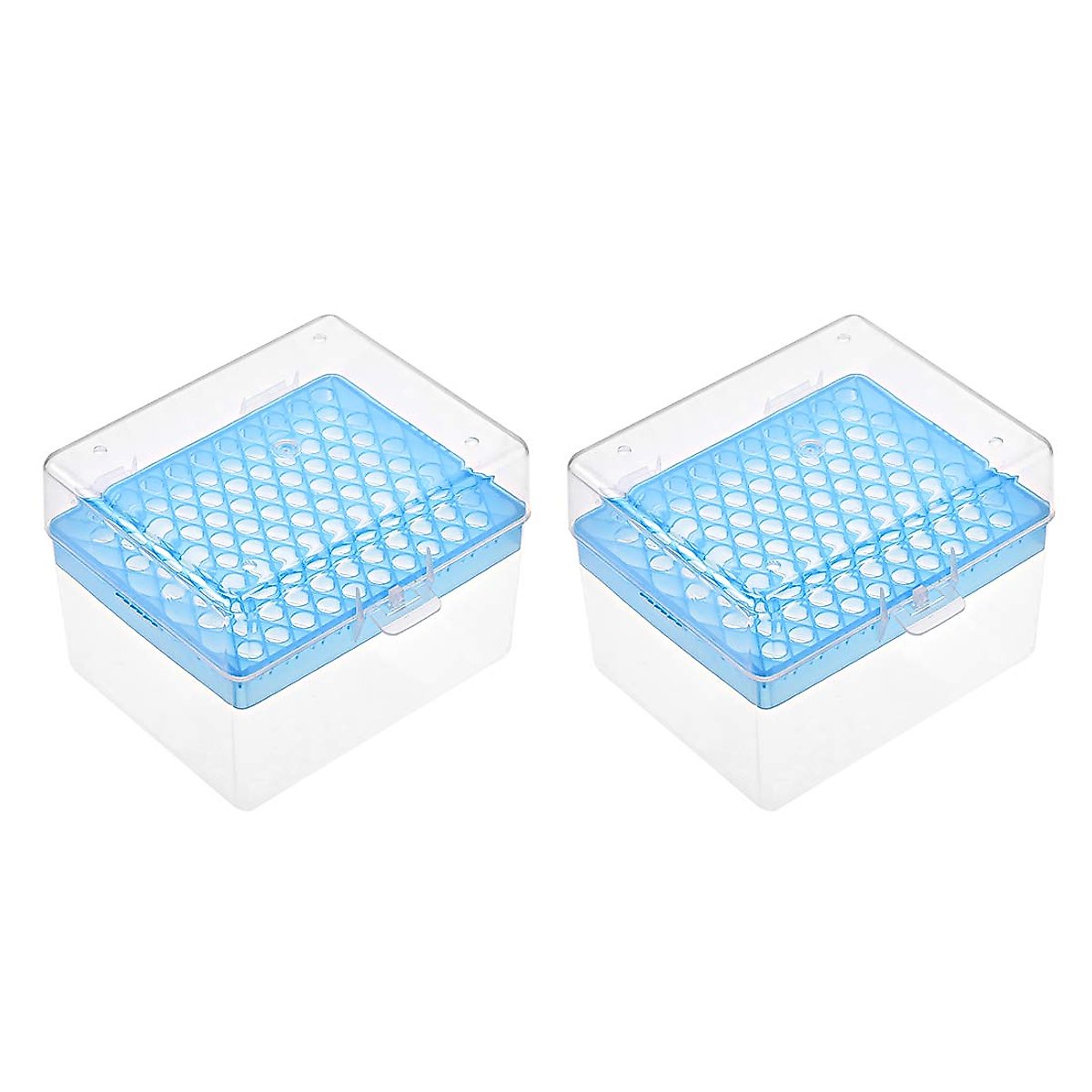 uxcell Pipette Tips Box 100-Well Polypropylene Tip Holder Container for 1ml /1000ul Pipettor 8.5mm Hole Diameter 2Pcs