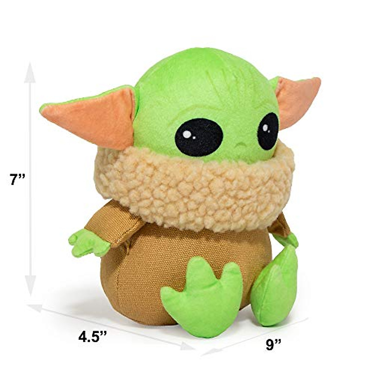 Buckle-Down Dog Toy, Mandalorian, Plush Squeaker Star Wars The Child Sitting Pose, Baby yoda, 8" x 8" (DTPT-SWBIF) for All Breed Sizes