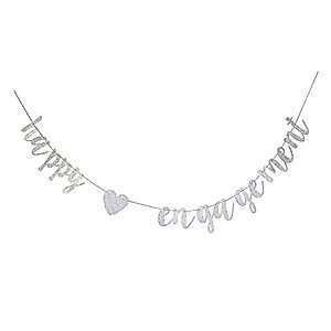 zxyxka Happy Engagement Banner, Candy/Dessert/Food/Ice Cream/Hotdog/Cupcakes/Popcorn/Drinks Table Decorations Sign for Home Party, Wedding/Engagement Party(Silver)