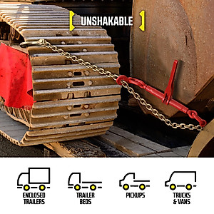 DC Cargo Chain Binder Kit (2 Sets) | 5/16" Grade 70 Extra Long 20 Foot Chain - and Load Binder Set | Heavy Duty Ratcheting Chain and Binder | Load Chain and Binders – 4,700lb Working Load Limit As Set