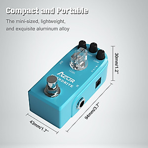 AZOR Overdrive Guitar Effect Pedal Vintage Effect Drive High/Low 3 Modes Mini Pedal with Guitar Pedal Power Cable,9V Battery Clip Converter Power Cable