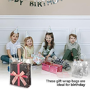 CZWESTC 36 Pcs Clear PVC Gift Bags with Handles, Small Transparent Gift Wrap Bags, Clear Tote Bag, Reusable Shopping Bags with Handle for Merchandise, Retail, Small Business (9.06 x 6.3 Inch)