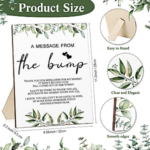 Cool Baby Shower Games Baby Shower Game Sign a Message from The Bump Wooden Game Sign Greenery Baby Shower Games Tabletop Decor for Baby Shower Gender Reveal Party Decoration, 11.2 x 8.66 Inches